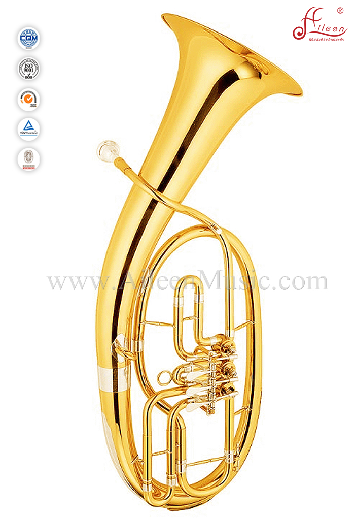 3 Valves Gold Lacquer Bb Key Baritone Wagner Horn (BR9802G) - Aileen Music